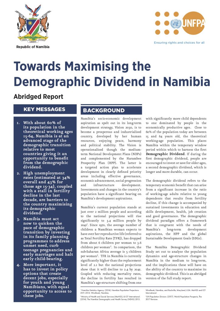 Towards Maximising the Demographic Dividend in Namibia - African ...