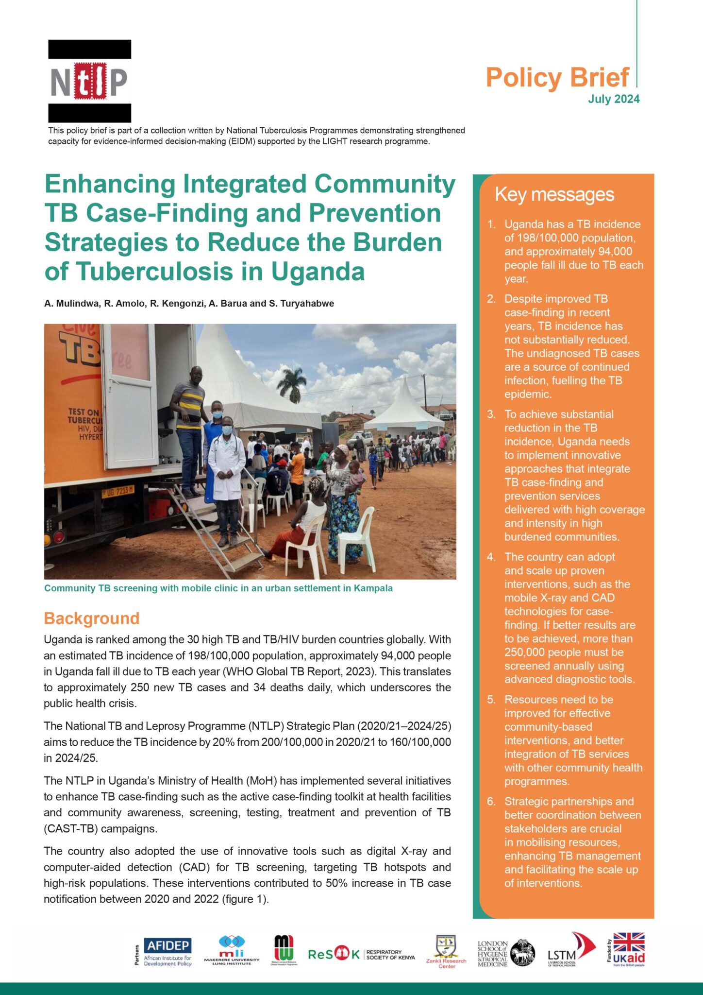 Enhancing Integrated Community TB Case-Finding and Prevention Strategies to Reduce the Burden of ...