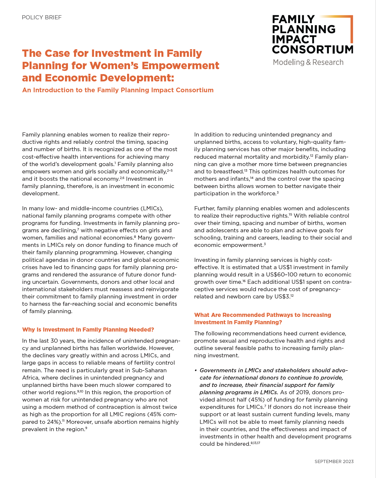 The Case for Investment in Family Planning for Women’s Empowerment and ...