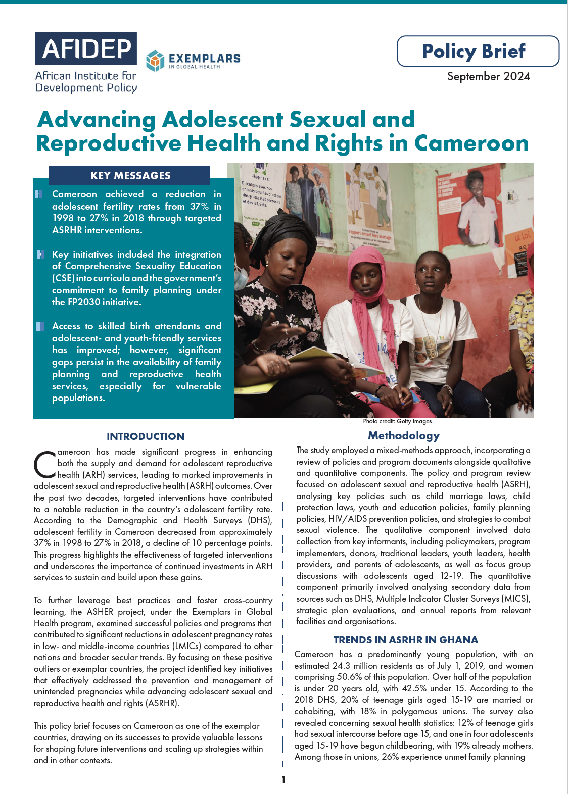 Advancing Adolescent Sexual and Reproductive Health and Rights in ...